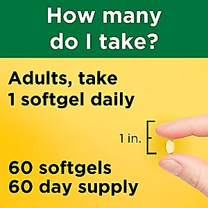 Nature Made Maximum Strength Vitamin D3 10000 IU (250 mcg), Dietary Supplement for Bone, Teeth, Muscle and Immune Health Support, 60 Softgels, 60 Day Supply