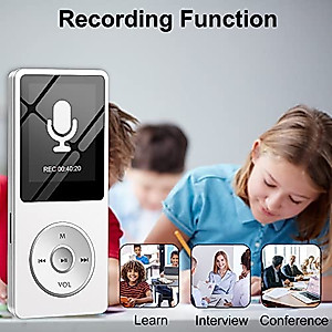 MP3 Player with Bluetooth, Skybess 32GB Portable Digital Lossless MP3 Music Player with Speaker/FM Radio/Voice Recorder/E-Book/Alarm Clock for Student Adult, Support up to 128GB (Headphone Included)
