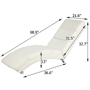 YOLENY Massage Chaise Lounge,Electric Recliner Heated Chair,Ergonomic Indoor Chair, Modern Long Lounger for Office or Living Room,PU&White…