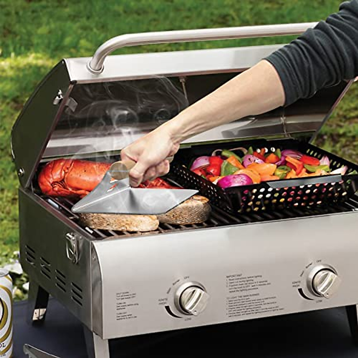 Onlyfire Chef Barbecue Tool Stainless Steel Burger Press for Griddle, Smash Burger Press with Wooden Handle for Flat Top Grill Cooking, Great for Cooking Bacon, Sandwiches, Meat, Steak