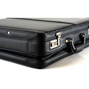 Alpine Swiss Mens Expandable Leather Attache Briefcase Dual Combination Locks