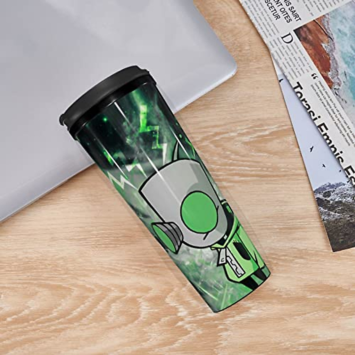 CONPELSON 12OZ Coffee Mug Invader Anime Zim Double-Layer Insulated Tumbler Cup With Lid Novelty Water Bottle for Home Office Travel
