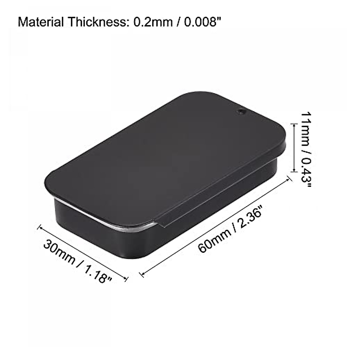 uxcell Metal Tin Box, 4pcs 2.36" x 1.18" x 0.43" Rectangular Empty Tinplate Storage Containers with Sliding Lids, Black