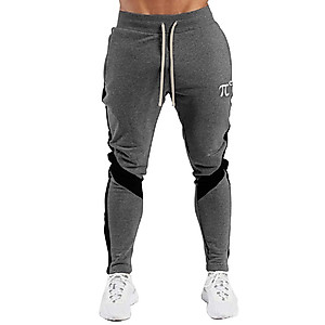 PIDOGYM Men's Track Pants,Slim Fit Athletic Sweatpants Joggers with Zipper Pockets Dark Grey