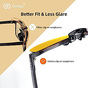Goiteia Polarised Clip on Night Driving Glasses Anti Glare for Men Women Flip up,Minimize Glare from Headlights and LED Bulbs