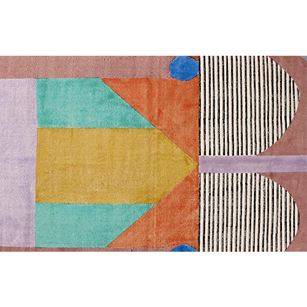 Casavani Indian Handmade Cotton Dhurrie Geometric Pink & Orange Area Rug Boho Kilim Flat Weave Rug Indoor Hall Room Decor Carpet Throw Rugs for Bedroom Living Room Bathroom Balcony 2x3 Feet