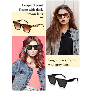 2 Pair Vintage Square Cat Eye Sunglasses Women Retro Trendy Cateye Sunglasses