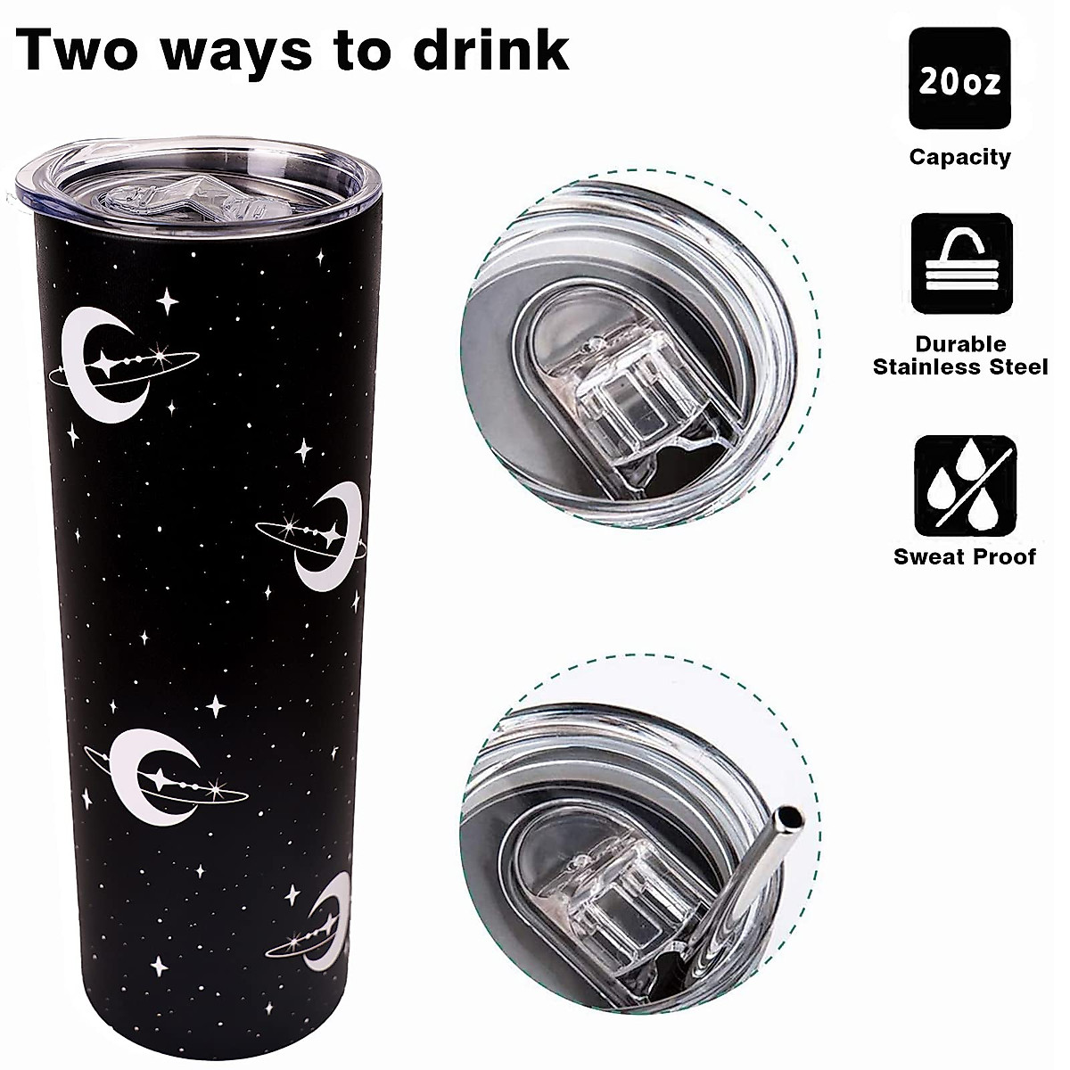 Witch Tumbler with Lid and Straw-Gothic Decor-Stainless Steel Insulated-Witchy Gifts-Skinny Halloween Tumbler for Women Daughter Girlfriend Teenage Girls-Travel Iced Coffee Cup Mug-20 oz Tumbler