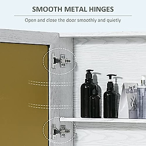 kleankin 31.5" W x 27.5" H Wall-Mounted Medicine Cabinet, Bathroom Storage Unit with Single Mirrored Door and 3-Tier Shelves, White