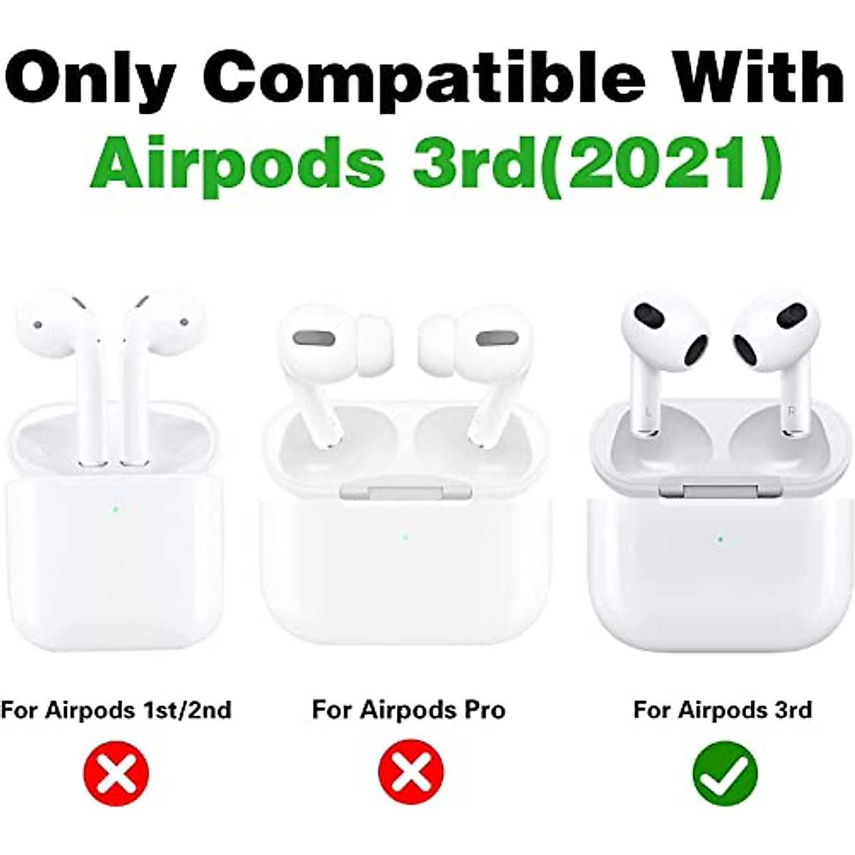 Cute Kawaii AirPods 3 Case with Shell Pearl Keychain Love Heart Cat Design Silicone TPU Cover Compatible with AirPods 3rd Generation Case for Women and Girls