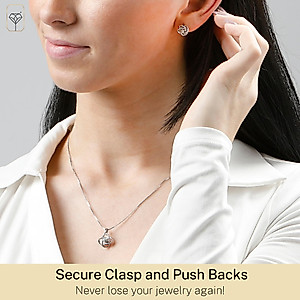 MAX + STONE 1/4 Carat Natural Diamond Love Knot Stud Earrings and Pendant Necklace for Women in 925 Sterling Silver (I2-I3, 0.25 ct.tw) Diamond Jewelry Set