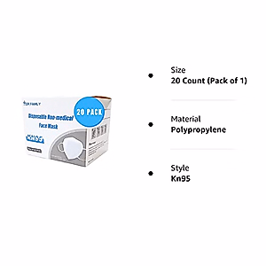 Dr. Family KN95 Face Masks, 20 Units, FSA/HSA Eligible, 5-Layer Disposable Mask, Adjustable Nose Wire, Perfect for Indoors & Travel - Ship from USA
