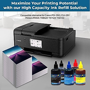 CISinks Refill Ink Bottle Set Compatible Alternative for PGI-280 / CLI-281 Printers PIXMA TR8520 TR7520 TS6120