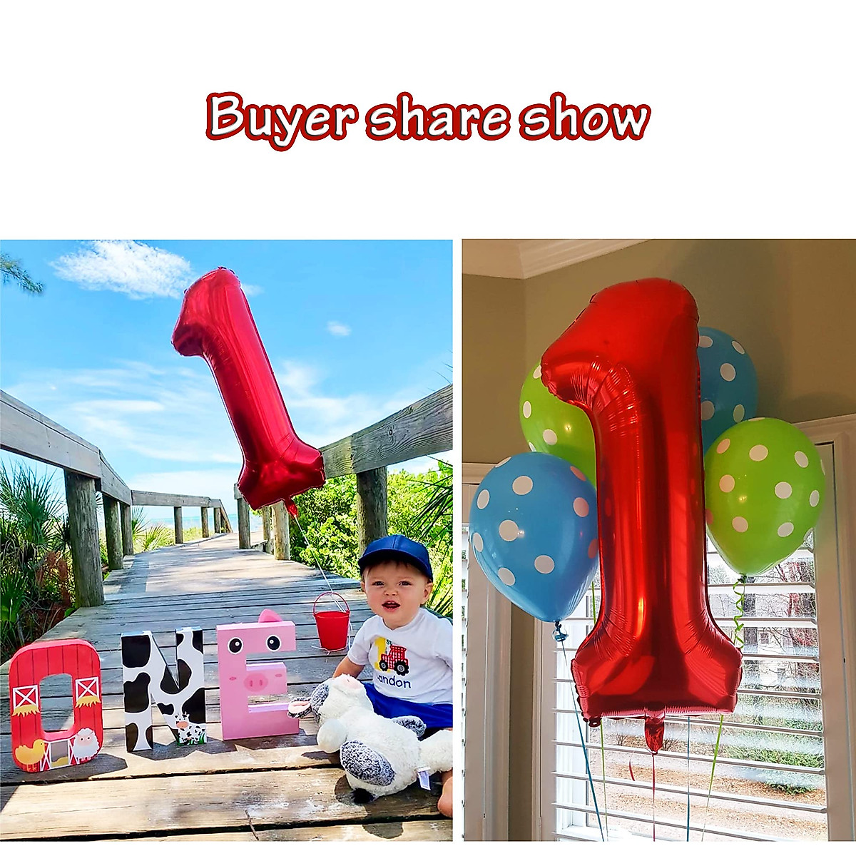 40 Inch Red Large Numbers jumbo Birthday Party Decorations Helium Foil Mylar Big Number Balloon Digital 1