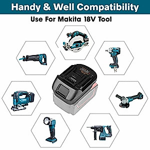 Alian DM18M Battery Adapter for Dewalt 20V for Milwaukee 18V Battery M18 Convert to for MAKITA Battery,for Makita Power Tools,with USB Charging