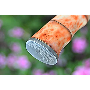 UK UNIQUE SHARP KNIVES BK-3004 Handmade Damascus Steel 12.00 Inches Damascus Steel Hunting Knife - Coloured Camel Bone Brass Spicer Handle With Damascus Gurd/pommel