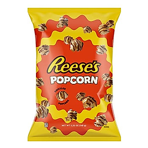 Reese's Popcorn, 5.25oz Grocery Sized Bag, Popcorn Coated in Chocolatey Drizzle and Peanut Butter Crème, Ready to Eat, Savory Snack, Sweet and Salty Snacks