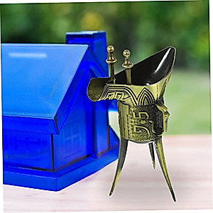 Hohopeti Antique Copper Mug Ancient Drinkware Gift Home Decoration Cup Tea Table Decoration Antique Cup Prop Retro Wine Cup Tripod Office Ornaments Zinc Alloy Chinese Style