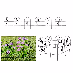 MTB Black Decorative Garden Border Fence 18 Inch x 16 Feet with Leaves Folding Wire Fencing Border Garden Fence Animal Barrier