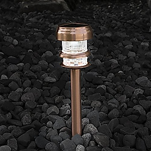 Solar Powered Lights (Set of 4)- LED Outdoor Stake Spotlight Fixture for Gardens, Pathways, and Patios by Pure Garden-Copper
