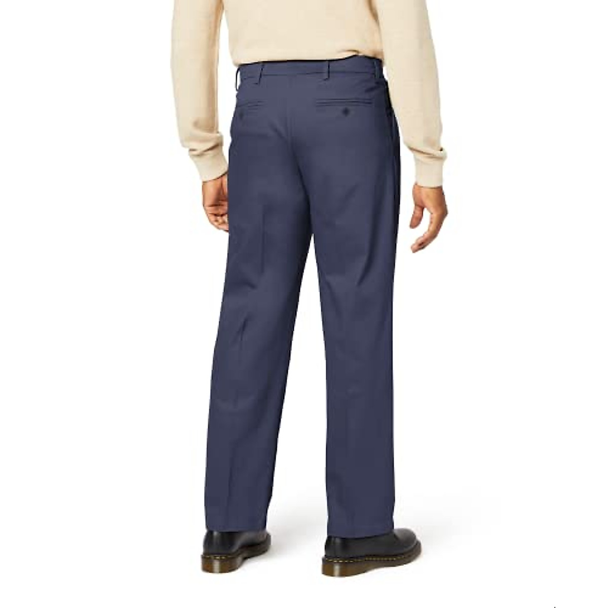 Dockers Men's Relaxed Fit Signature Khaki Lux Cotton Stretch Pants-Pleated, Navy, 40W x 30L