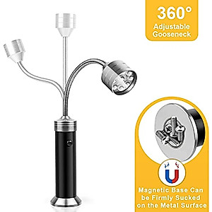 ZYXGY Barbecue Grill Light Magnetic Base Super-Bright LED BBQ Lights - 360° Flexible Gooseneck, Weather Resistant & Waterproofness with USB Charger and 6 AAA Batteries 2 Packs