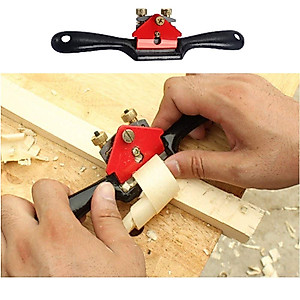 Anndason Adjustable SpokeShave with Flat Base and Metal Blade Wood Working Wood Craft Hand Tool with 4 PCS Planer Blade
