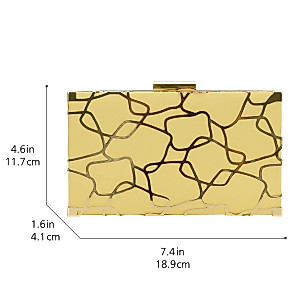 Fawziya Evening Purse Satin Geometric Metal Hollow Oversized Clutch Bags For Women Clutchess-Gold