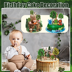 Tigeen 28 Pcs Model Trees 1.6-6.3 inch Mixed Model with 1.4 Ounce Faux Green Moss Decor Tree Train Scenery Architecture Trees for DIY Crafts, Building Model, Scenery Landscape (Natural Green)