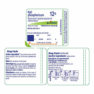 Boiron Kali Phosphoricum 12C Homeopathic Medicine for Headachess - 80 Pellets