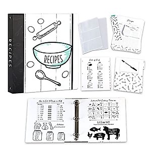 OUTSHINE Recipe Book Binder Set|Farmhouse Recipe Binder 8.5x11 3 Ring Kit with Cards and Dividers|Make Your Own Recipe Book Binder| Blank Recipe Book Organizer|Recipe Book To Write In Your Own Recipes