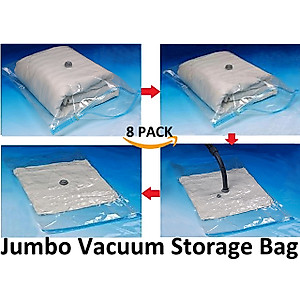 YAWPED 12 Pack Combo Premium Jumbo Extra Large Vacuum Storage Space Saver Bags X8 (47X32 Inch) with Travel Bag X4 (60X40cm)