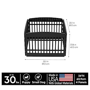 IRIS USA 24" Dog Playpen, 4-Panel Pet Playpen, Puppy Playpen, Indoor/Outdoor Dog Pen, 35 x 35 x 24, Foldable, Fold It Down, Easy Storing, Customizable, Black
