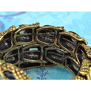 Alilang Egyptian Snake Rhinestones Stretch Cuff Wrap Bangle Bracelet, Gold