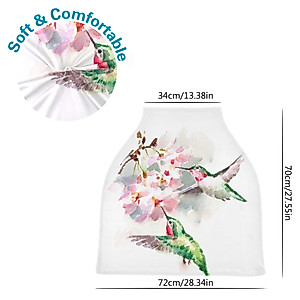 YYZZH Watercolor Bird Hummingbird Cherry Blossom Flower Stretchy Baby Car Seat Cover Infant Canopy Nursing Covers Breastfeeding Cover Breathable Windproof Winter Scarf for Boys Girls