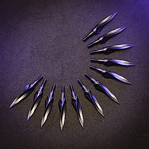 SIMPOTEK Hunting Arrow Heads, 12 Pieces Archery Steel Broadheads 125 Grain Screw-in Spiral Arrow Head Arrow Tips with Storage Case for Outdoor Hunting and Target, Black