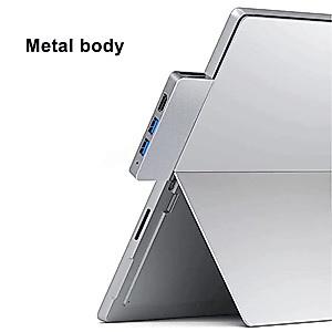 Docking Station for Microsoft Pro 8 9 X, 6 in 2 USB C Hub with 1x 4K Adapter 1xUSB C PD 2X USB 3.0 Port 1xSD 1xTF Card Reader, Converter Combo Adaptor (Silver)