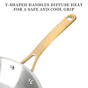 MARTHA STEWART Vintage 18/8 Triply Stainless Steel 12 Piece Cookware Set w/Gold Handles