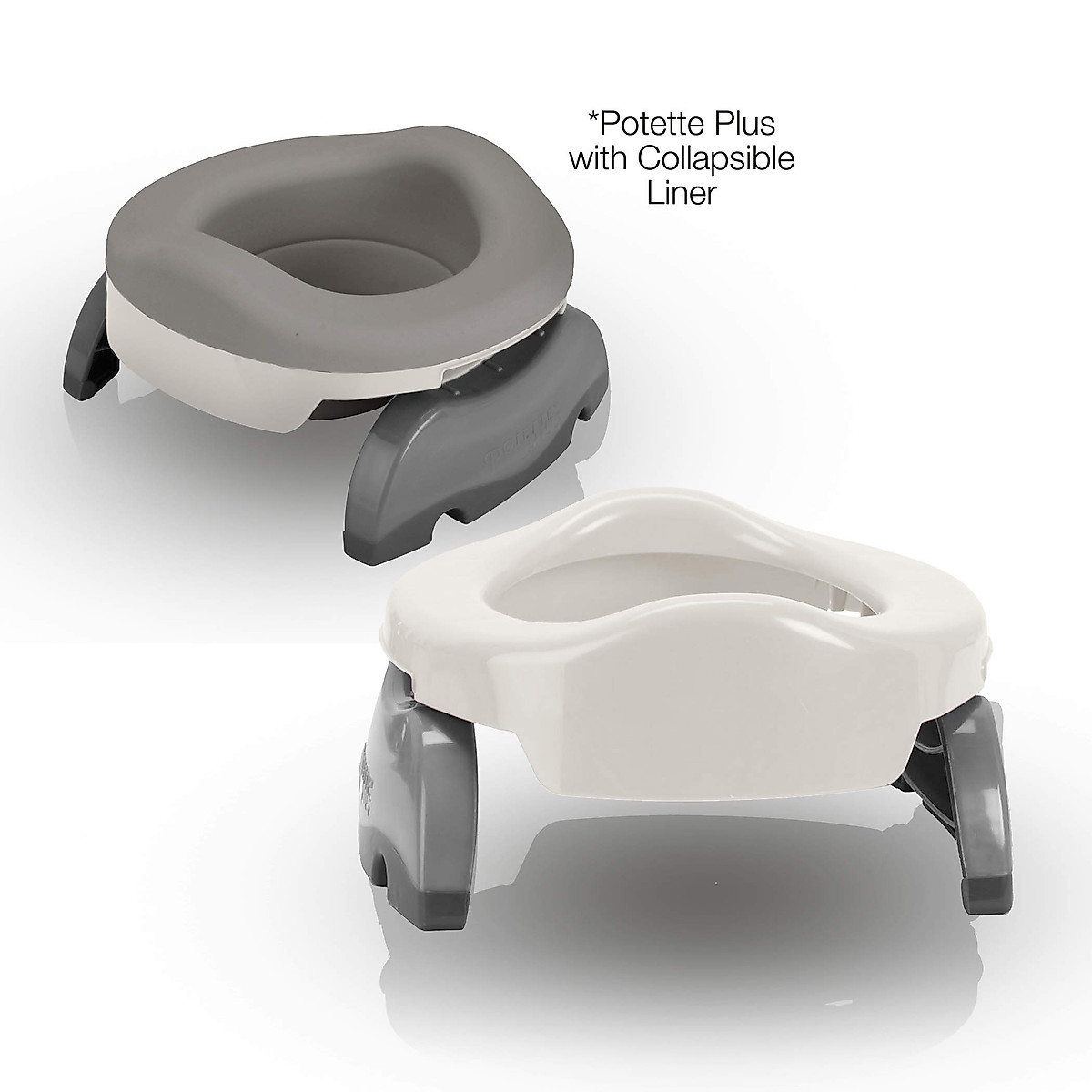 Potette Plus Potty Value Pack: Kalencom 2in1 Potette Plus Portable Potty and Reusable Collapsible Liner for Home Use (White/Gray)