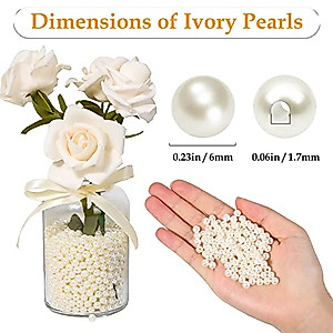 anezus Pearl Beads for Craft, 1000pcs Ivory Faux Fake Pearls, 6 mm Small Sew on Pearl Beads with Holes for Jewelry Making, Bracelets, Necklaces, Hairs, Crafts, Decoration and Vase Filler