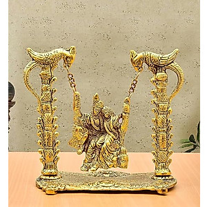LCRAFT Metal Radha Krishna Swing Jhula Decorative Showpiece, (Metal Radha Krishna JULLA)