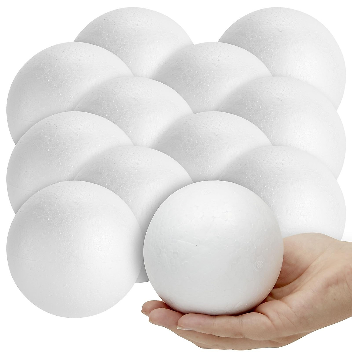 4 Inch White Foam Balls, Polystyrene for DIY Crafts, Art, School Supplies, Decorations (12 Pack)