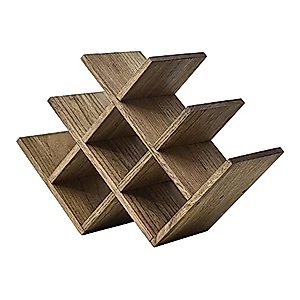 KIRIGEN 8-Bottle Countertop Wine Rack - Wine Bottle Holder for Bar Table/ Wine Cabinet Free Standing - Wood 3-Tier Wine Display and Storage Shelves Dark Brown XHJJ3-DBR