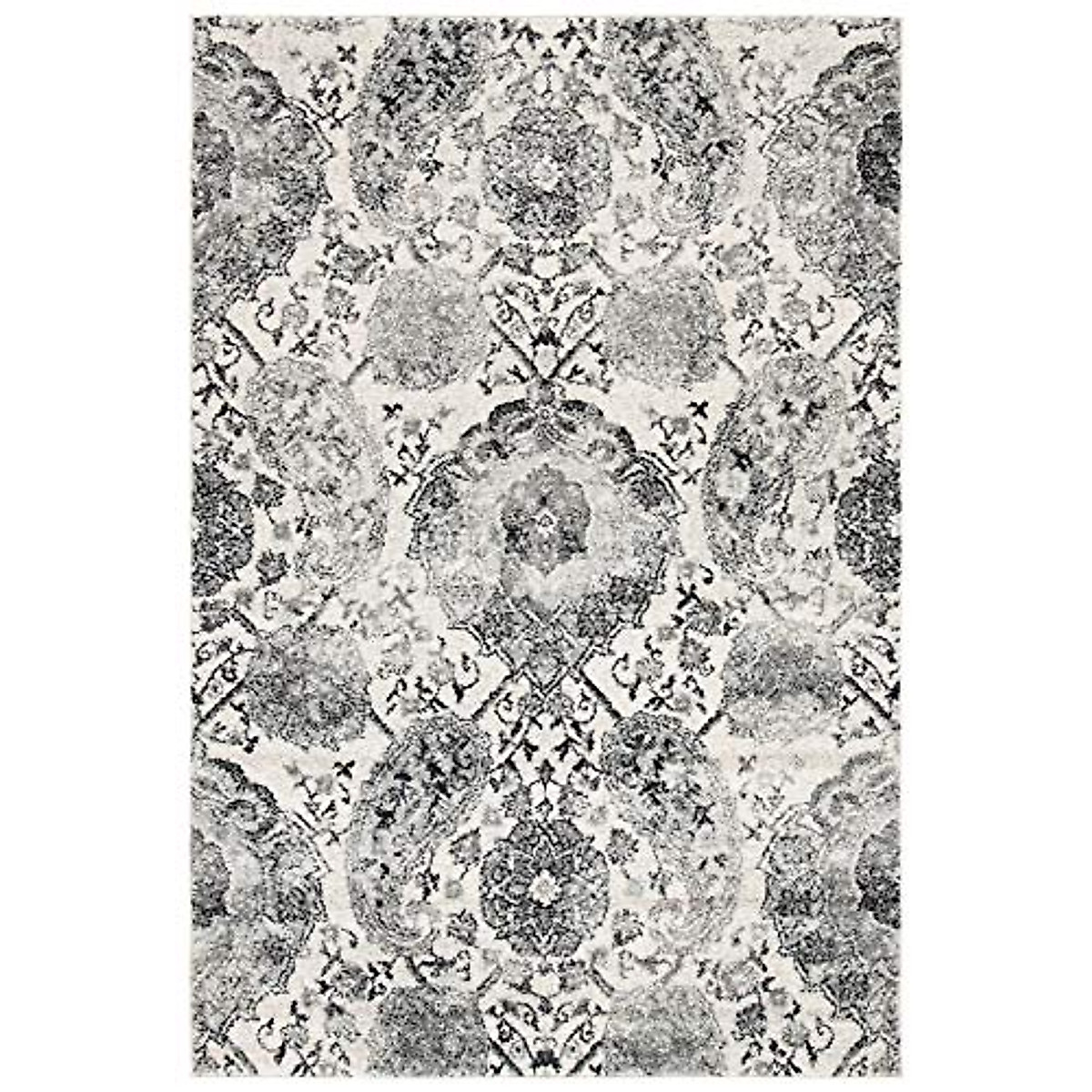 SAFAVIEH Madison Collection 4' x 6' Cream / Silver MAD600D Boho Chic Glam Paisley Non-Shedding Living Room Bedroom Accent Rug