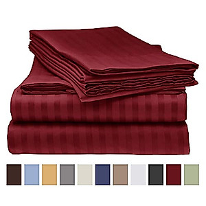 Cotton Home Depot Twin Collection Bed Sheet Set 24 Inch Deep Pocket 4-Piece Bedding Set - Wrinkle, Stain, Fade Resistant - Burgundy