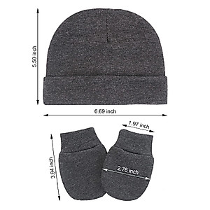 Tisoloow Baby Hats with Scratch Mittens Set Unisex Newborn Hospital Hats for Baby Boys Girls Cute Infant Beanie Caps Cotton Soft Baby Hat Rose&Pink&White One Size