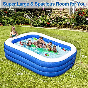 Inflatable Pool, Swimming Pool for Kids and Adults, Family Inflatable Pool for Kids, Toddlers, Adults, Outdoor, Garden, Backyard, Summer Water Party