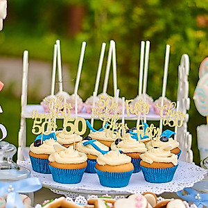 30 Pack Happy 50th Birthday Cupcake Toppers Gold Glitter Fifty Cheers to 50 Years Old Birthday Cupcake Picks for 50th Birthday Anniversary Party Cake Decorations Supplies