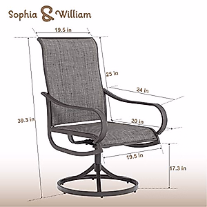 Sophia & William Patio Dining Chairs Set of 2 Patio Swivel Chairs Textilene Support 300lbs Outdoor Chairs for Lawn Garden Backyard Pool Sling Weather Resistant-Brown Frame