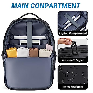 VPBAGE Travel Laptop Backpack for Men, Lightweight Casual Anti-Theft Backpack, Double Laptop Compartments with Sleeve, Slim Waterproof Computer Bag